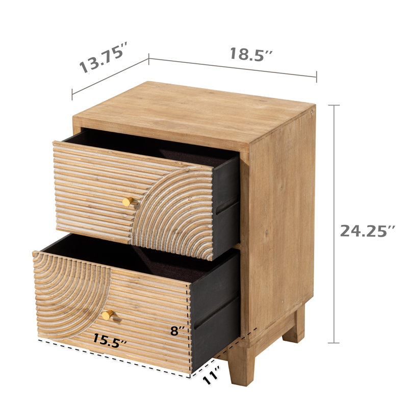 Loon Peak® Fayola Farmhouse Brown 2 Drawers Nightstand with Loon Peak® Fayola Farmhouse Brown 2 Drawers Nightstand with